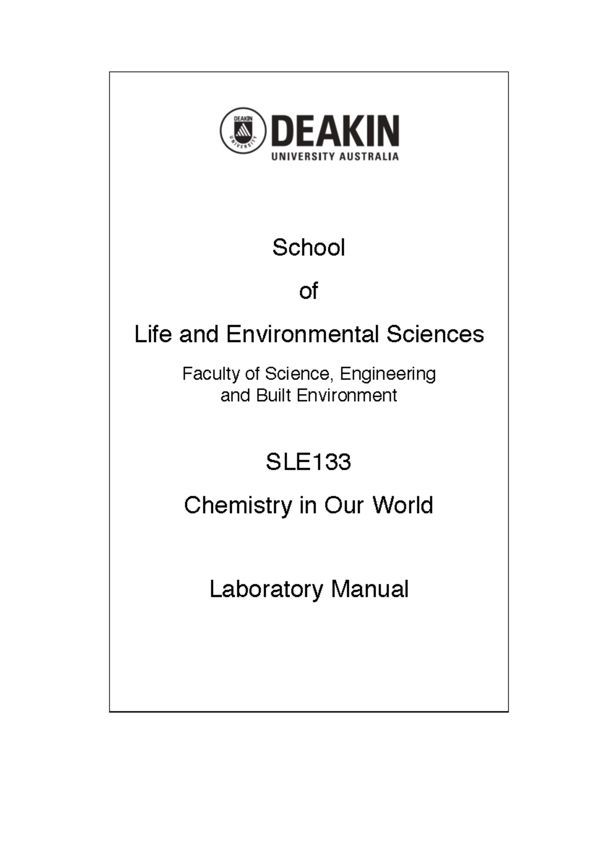 SLE133 Lab Manual (full) 2018 - School of Life and Environmental ...