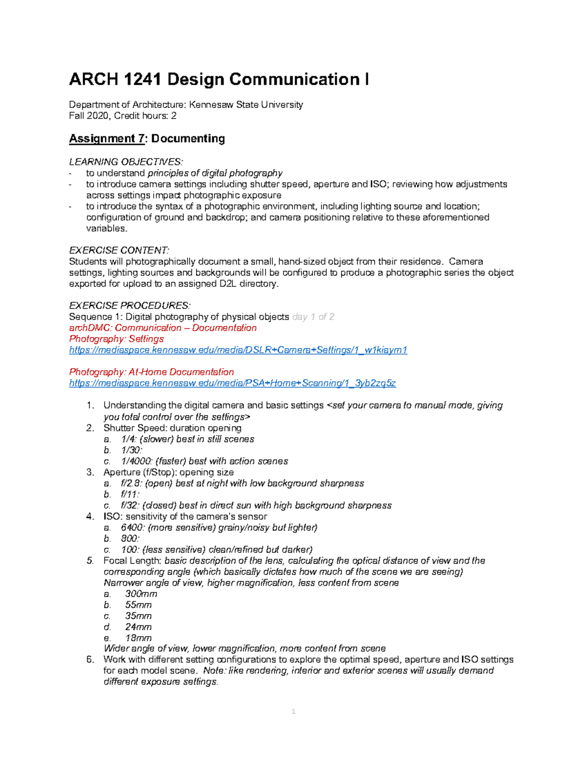 Assignment 9- Documenting - 1 ARCH 1241 Design Communication I ...