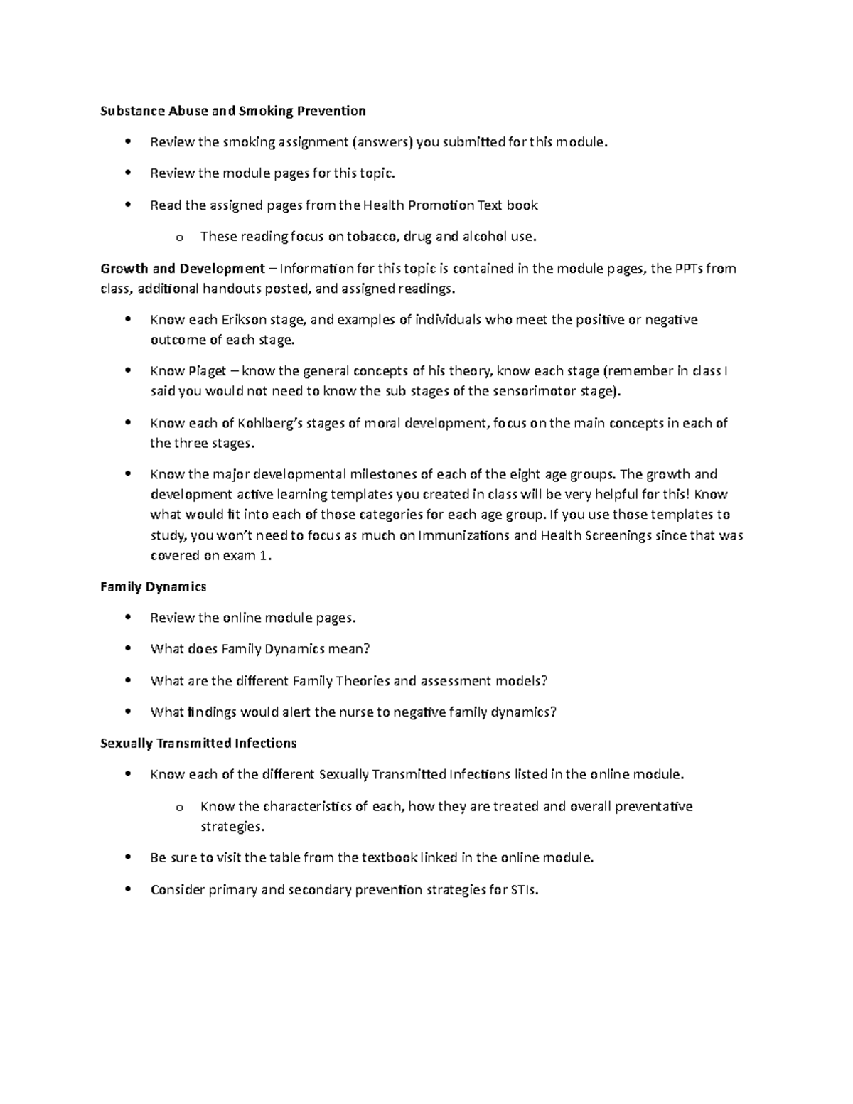 Exam 2 study guide outline - Substance Abuse and Smoking Prevention ...