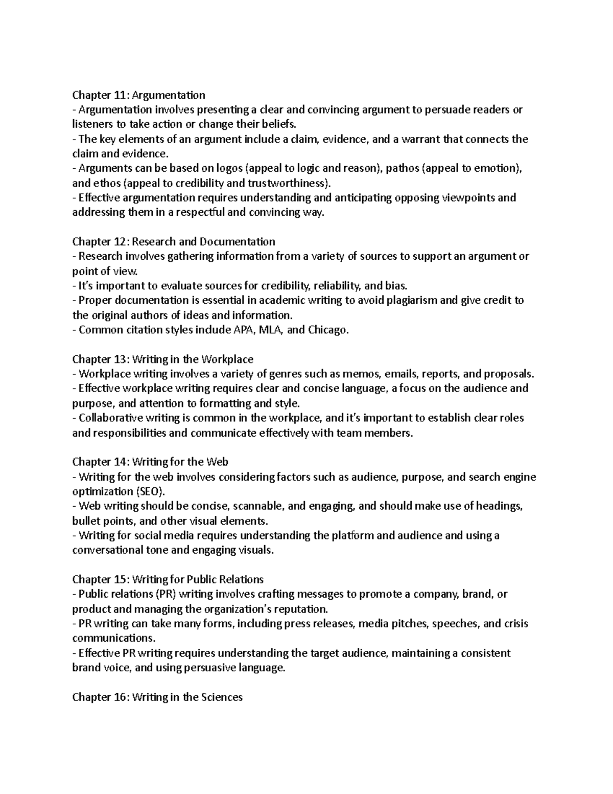 English notes 11-16 - Chapter 11: Argumentation Argumentation involves ...