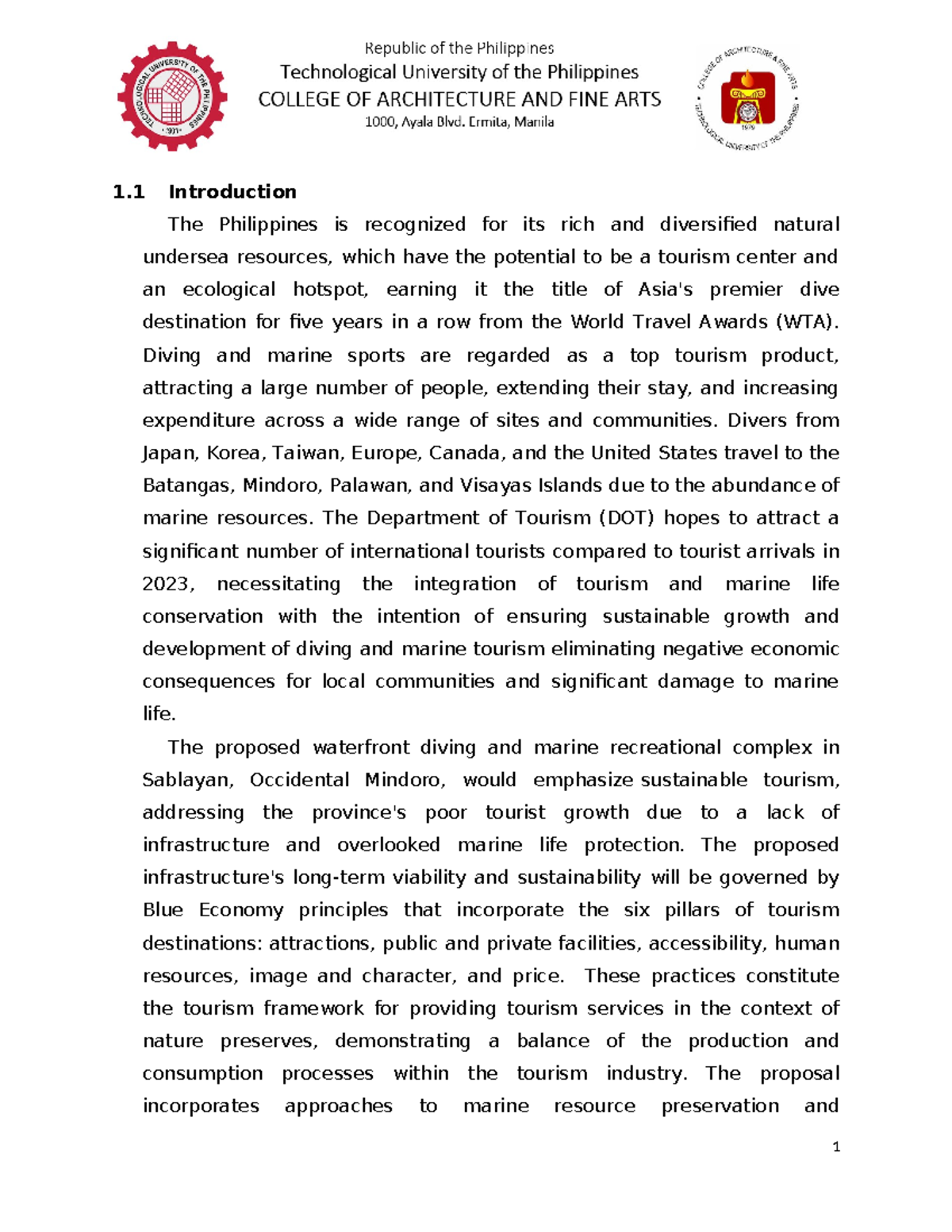 Chapter 1 - 1 Introduction The Philippines is recognized for its rich and diversified natural ...