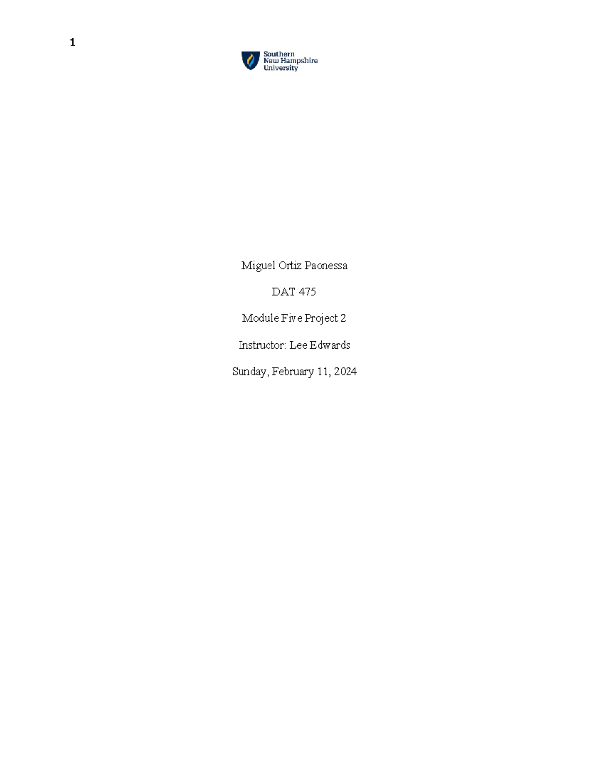 DAT 475 Module Five Project 2 - Miguel Ortiz Paonessa DAT 475 Module ...