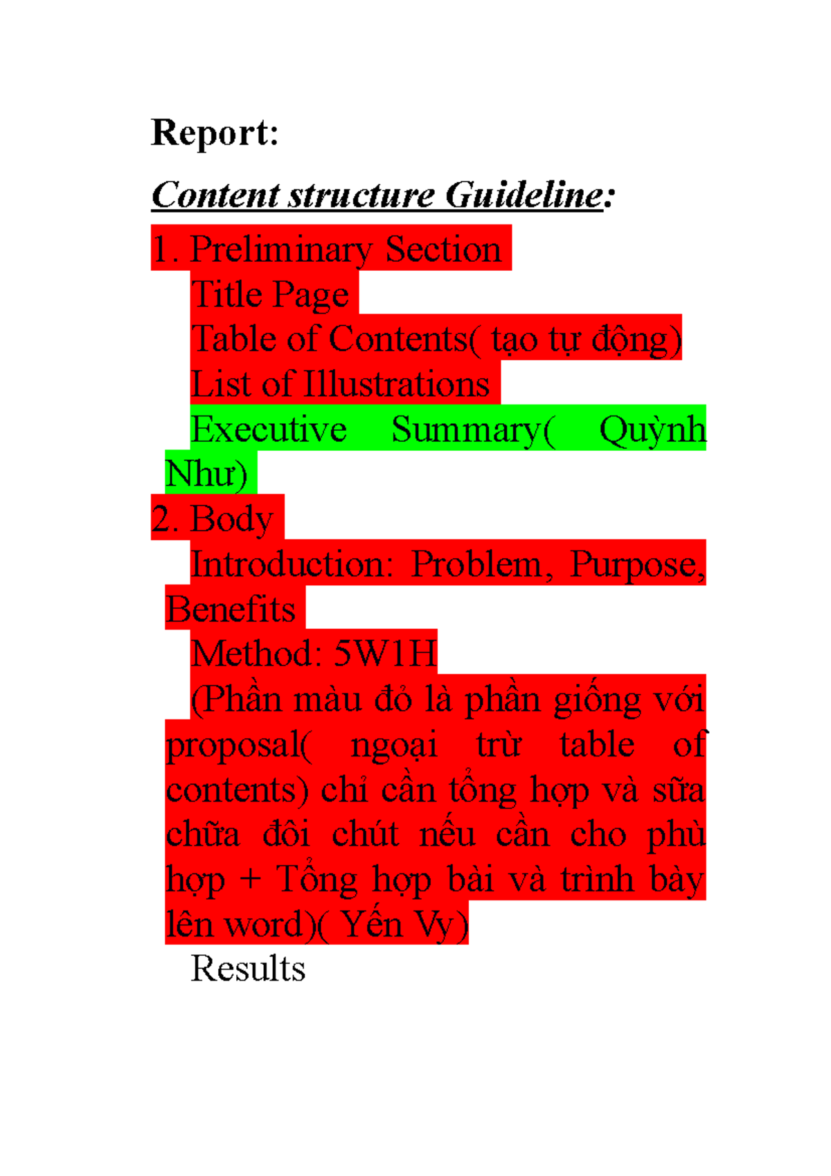 Outline Report SSG - good - Report: Content structure Guideline ...