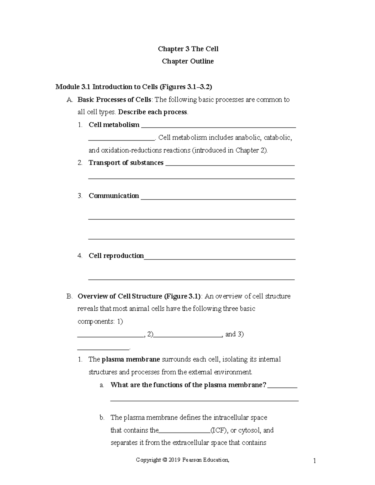 Chapter 3 Outline Module - Chapter 3 The Cell Chapter Outline Module 3 ...