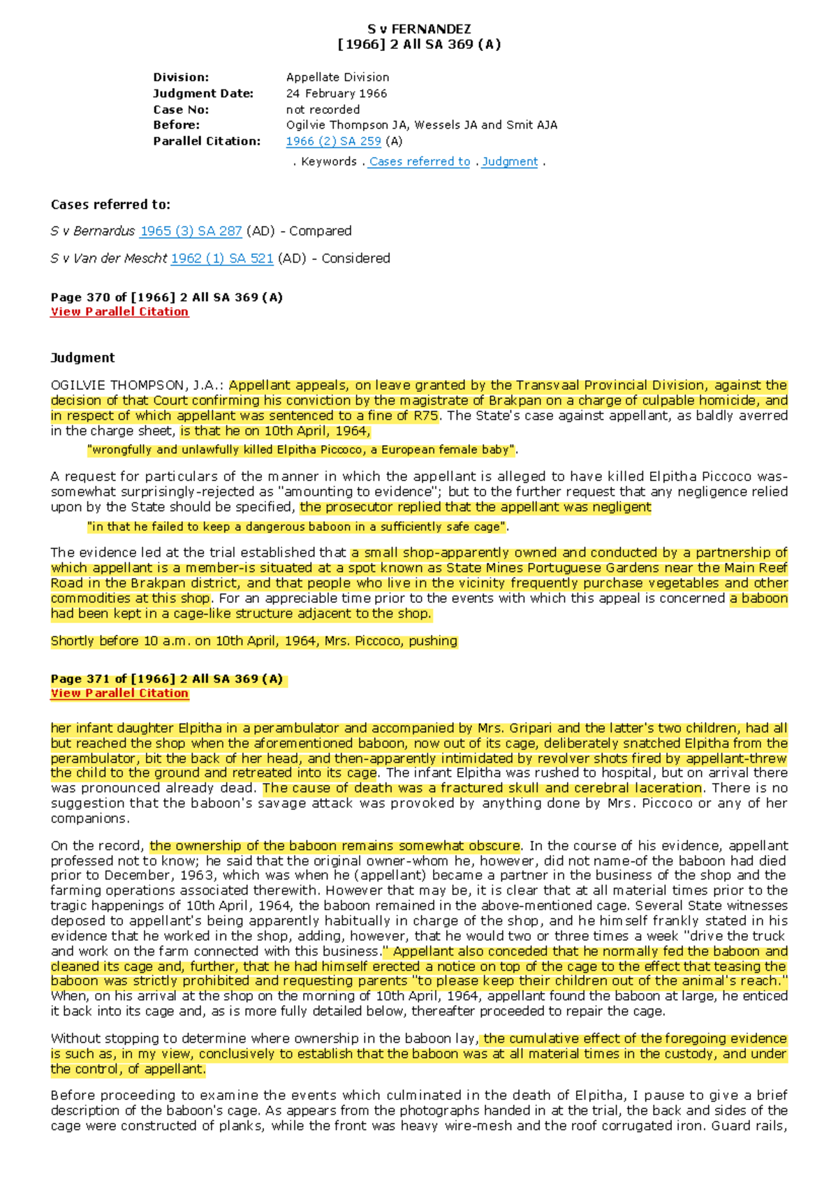 S v Fernandez [1966] 2 All SA 369 (A) - S v FERNANDEZ [1966] 2 All SA 369 (A) Division ...
