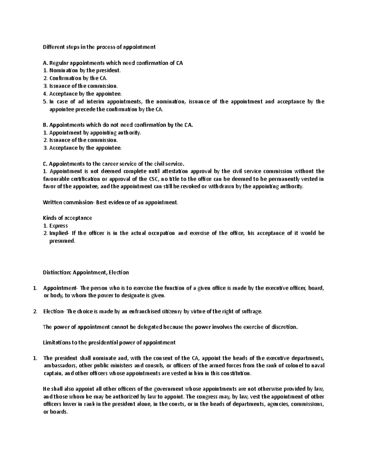 Different steps in the process of appointment - Regulatory Framework ...