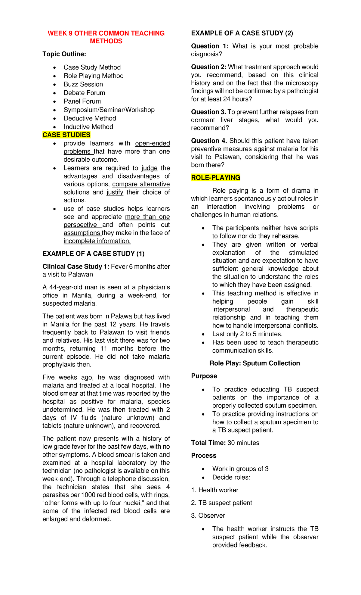 WEEK 9 Other Common Teaching Methods - WEEK 9 OTHER COMMON TEACHING ...