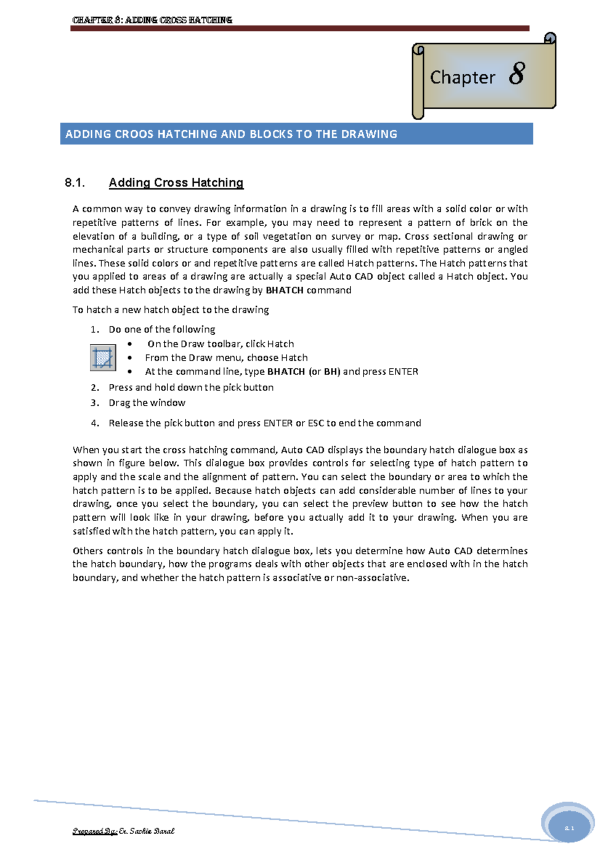 8 Adding cross hatching and blocks to the drawing - ADDING CROOS ...