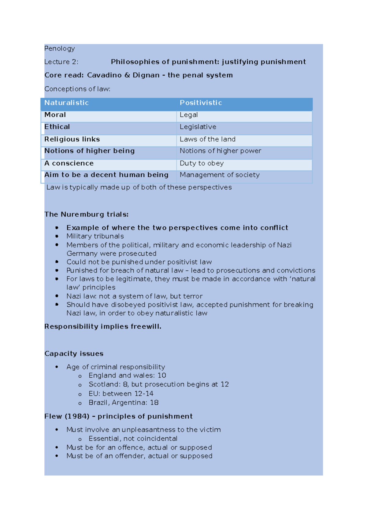 Philosophies 2 - Lecture notes 2 - Penology Lecture 2: Philosophies of ...