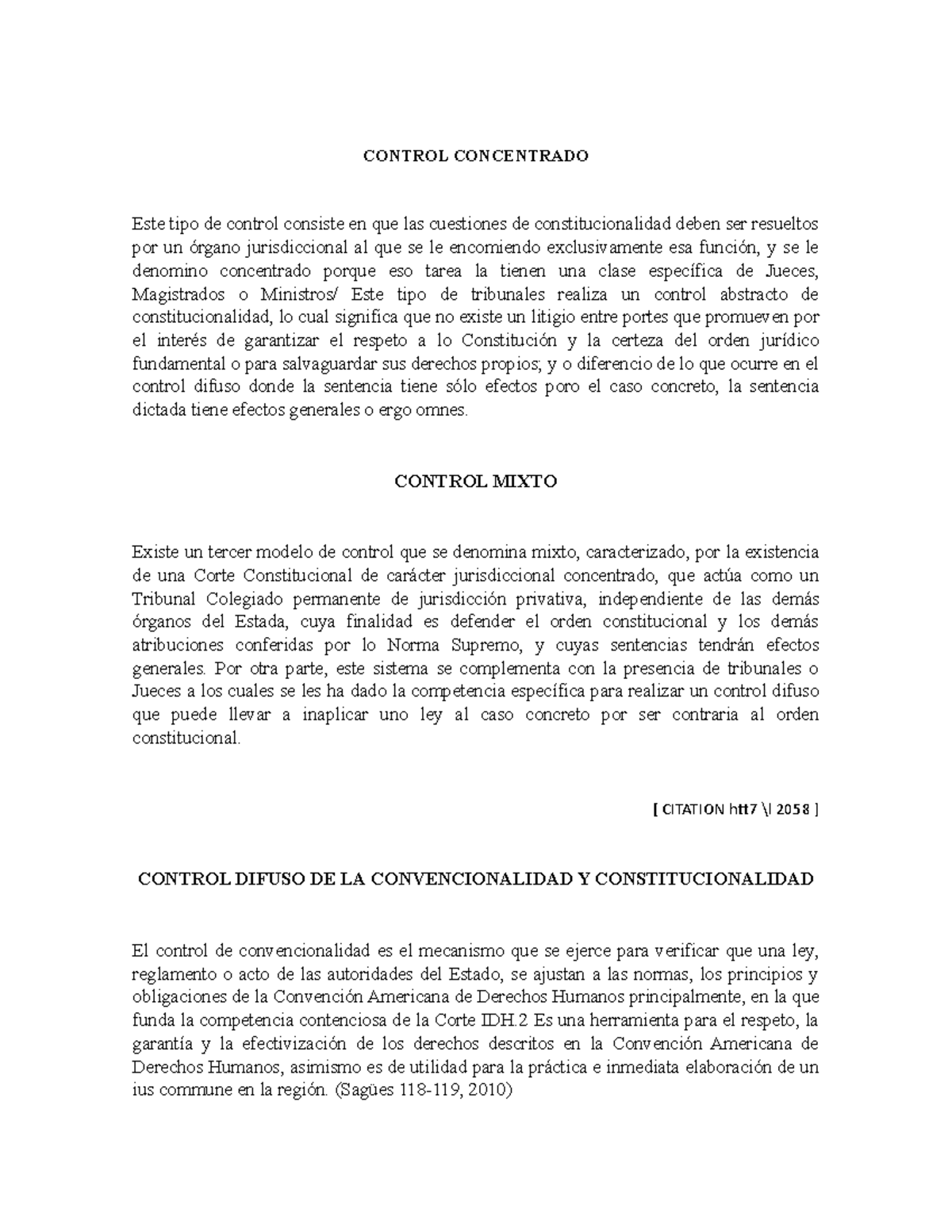 Derecho constitucional-Control mixto - CONTROL CONCENTRADO Este tipo de ...
