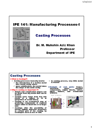 IPE 141 Manufacturing Prcoesses -I Welding-1 - IPE 141: Manufacturing ...