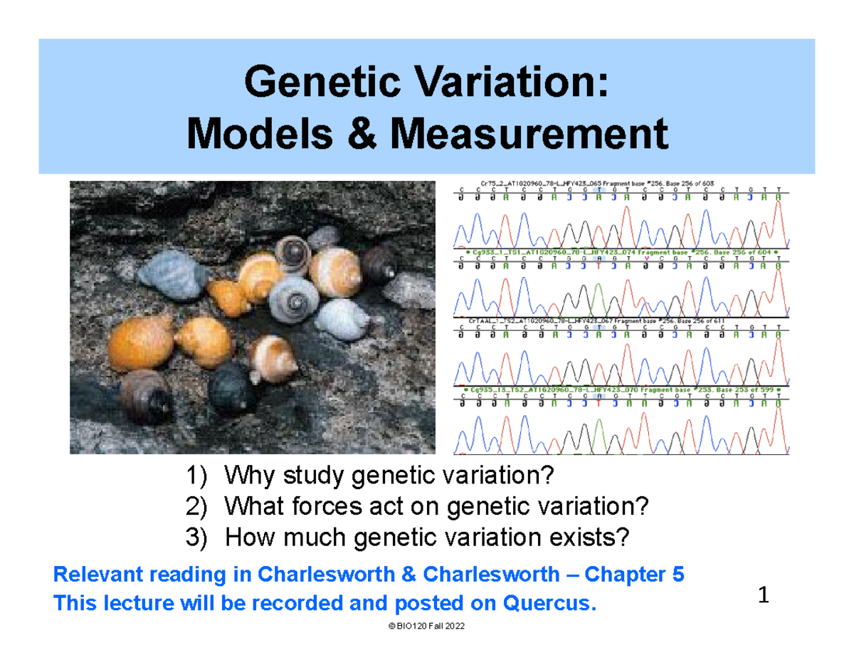 bio120yass123-1 - ####### 1 Genetic Variation: Models & Measurement ...