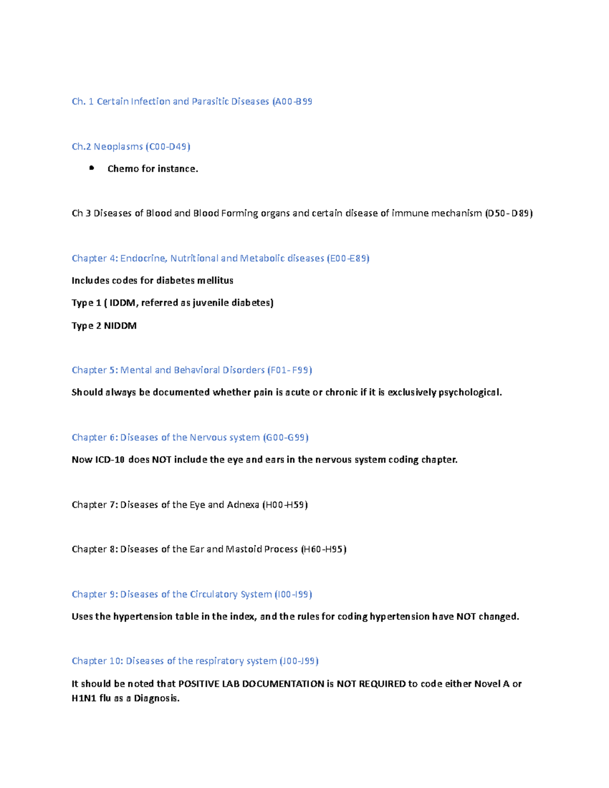Chapter Coding ICD.10 Help - Ch. 1 Certain Infection and Parasitic ...