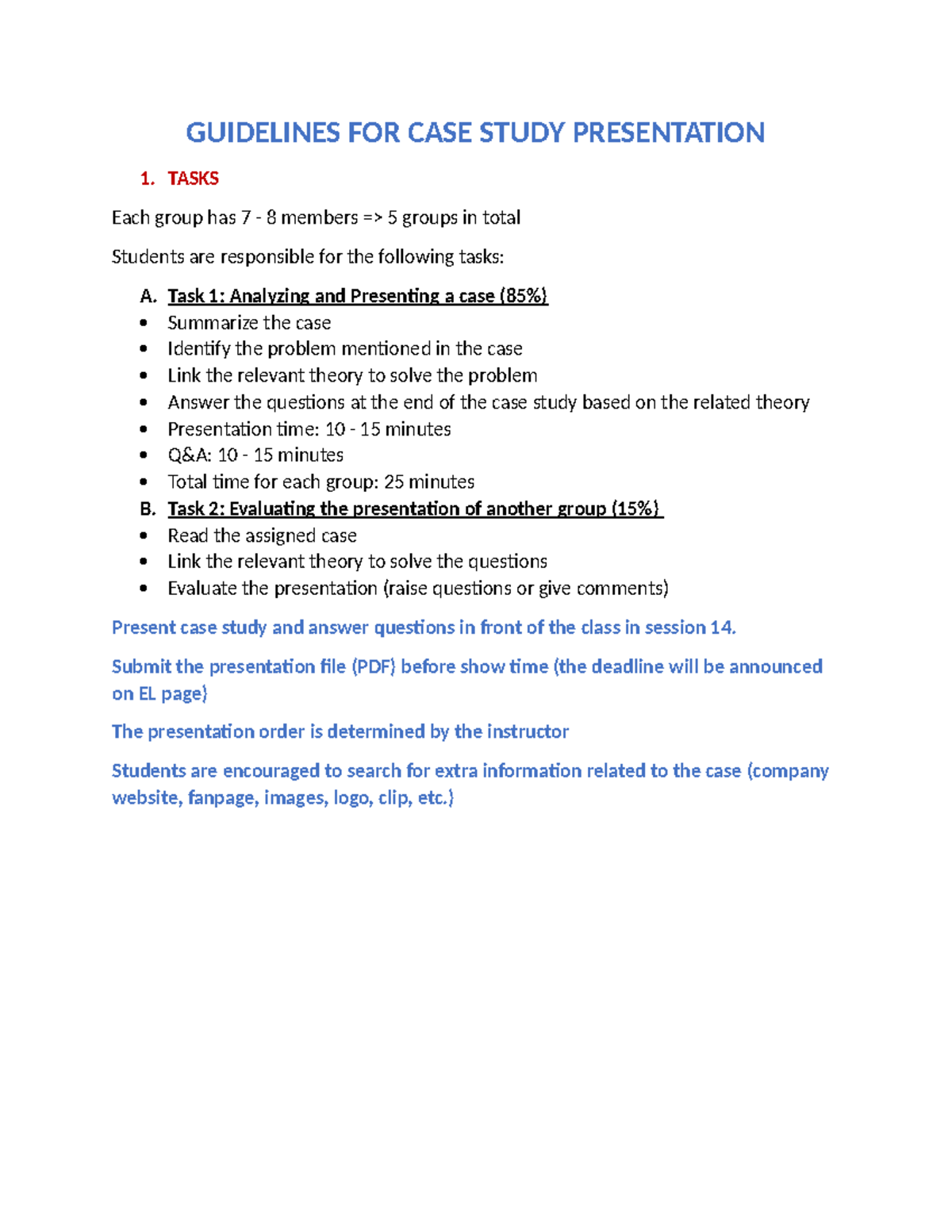 Case study guidelines Honors - GUIDELINES FOR CASE STUDY PRESENTATION 1 ...