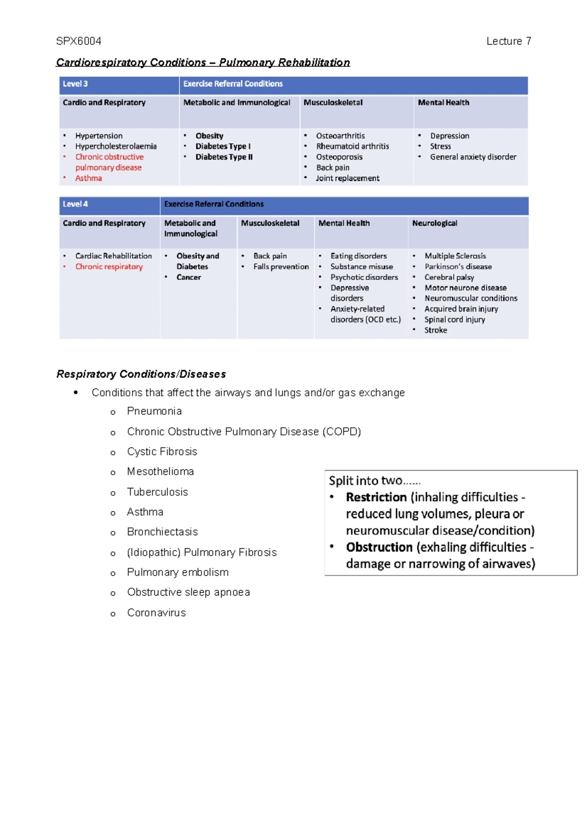 L7 - Cardiorespiratory Conditions - Pulmonary Rehabilitation ...