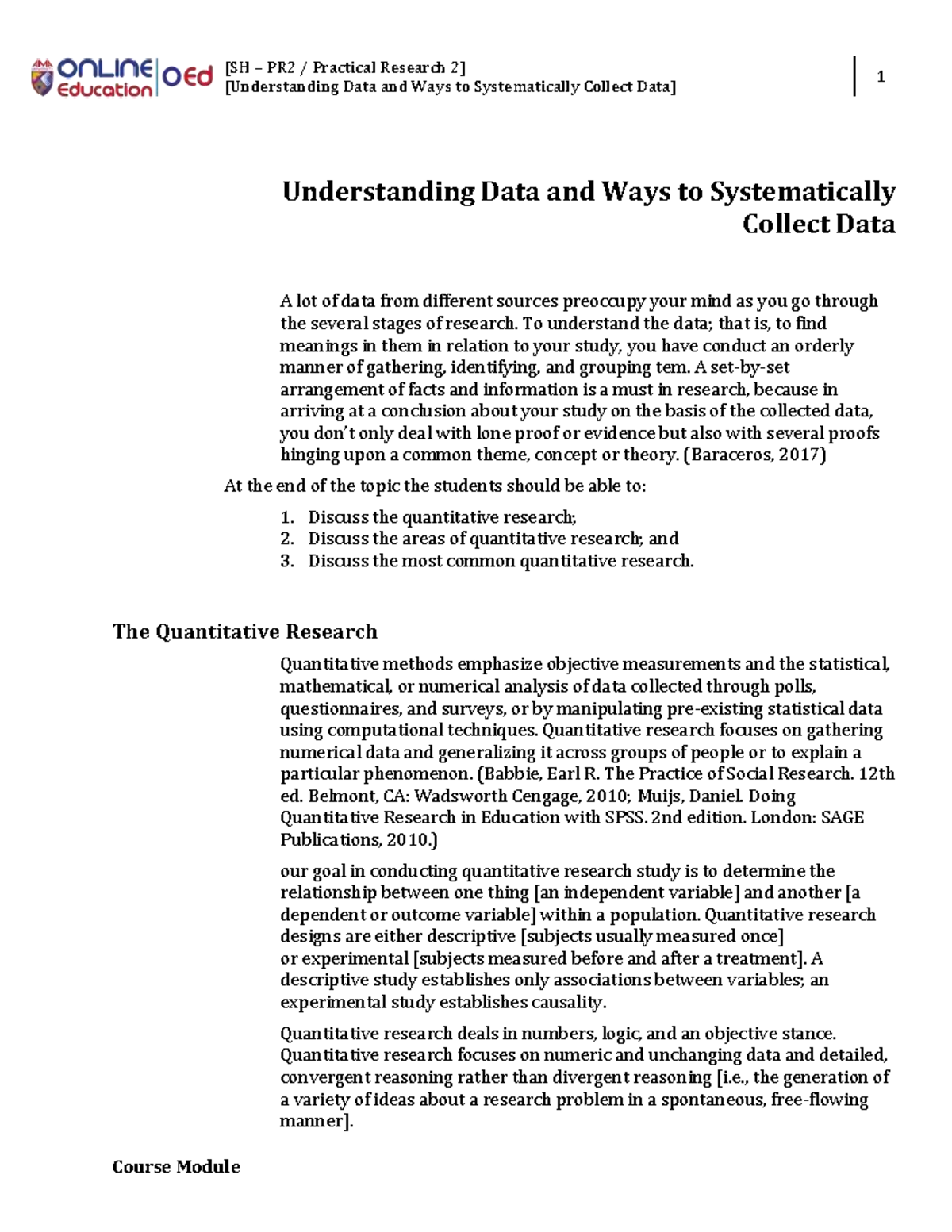 Week 011 Module Understanding Data and Ways to Systematically Collect Data - [SH – PR2 ...