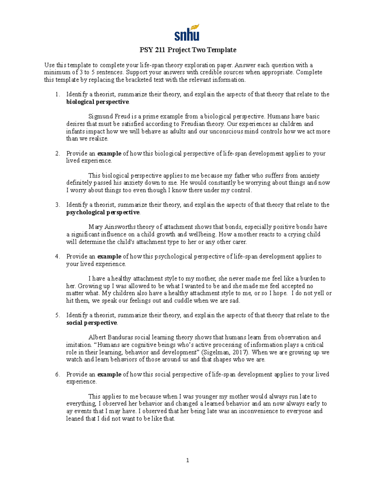 PSY 211 Project Two Template - PSY 211 Project Two Template Use this template to complete your ...