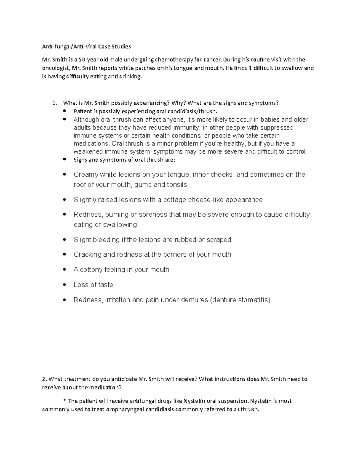 Antifungalantiviral CASE Study - Anti-fungal/Anti-viral Case Studies Mr ...