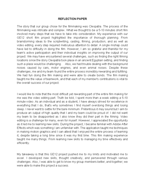 Reflection Paper - Notes - Medical Surgical Nursing - Studocu