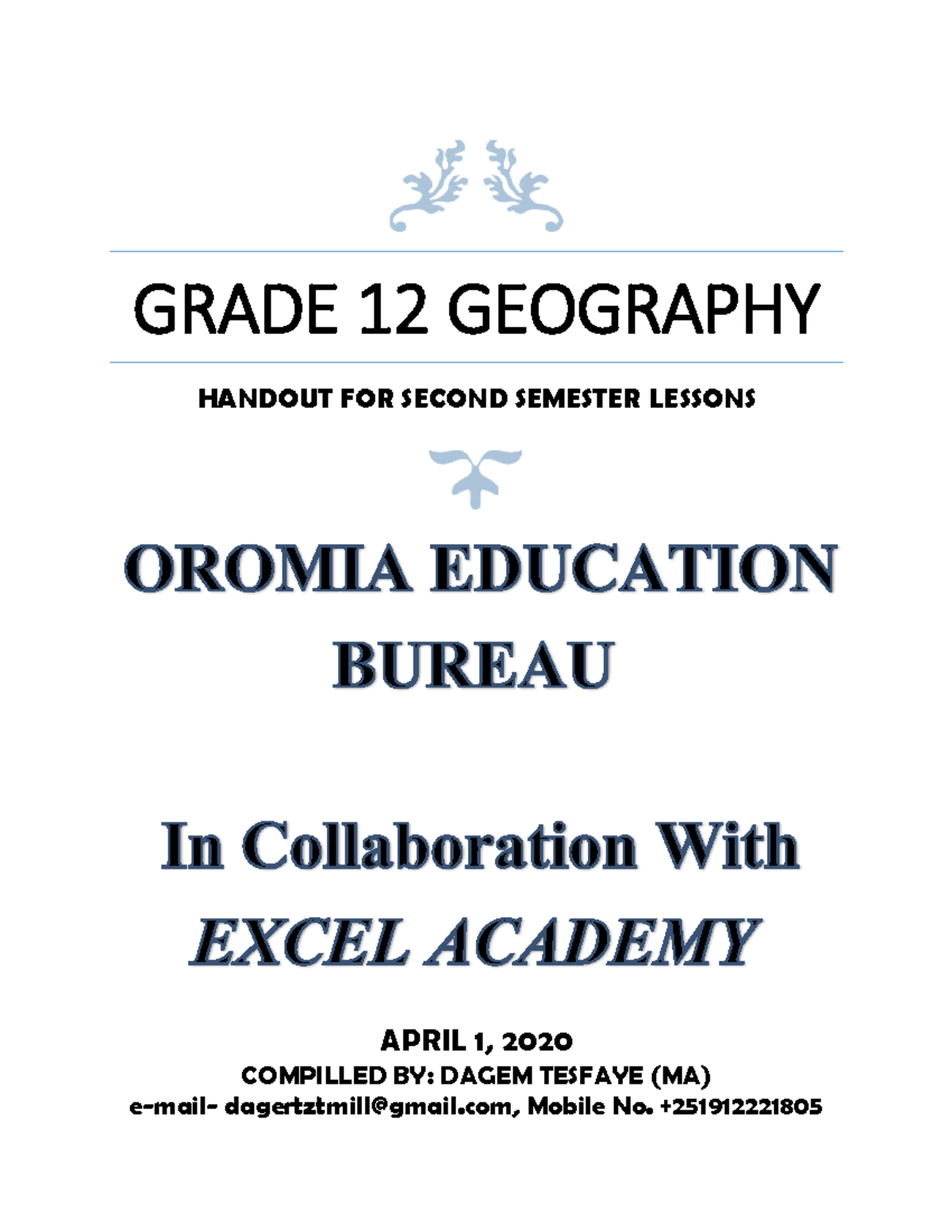 Grade 12 Geography subject - GRADE 12 GEOGRAPHY HANDOUT FOR SECOND ...