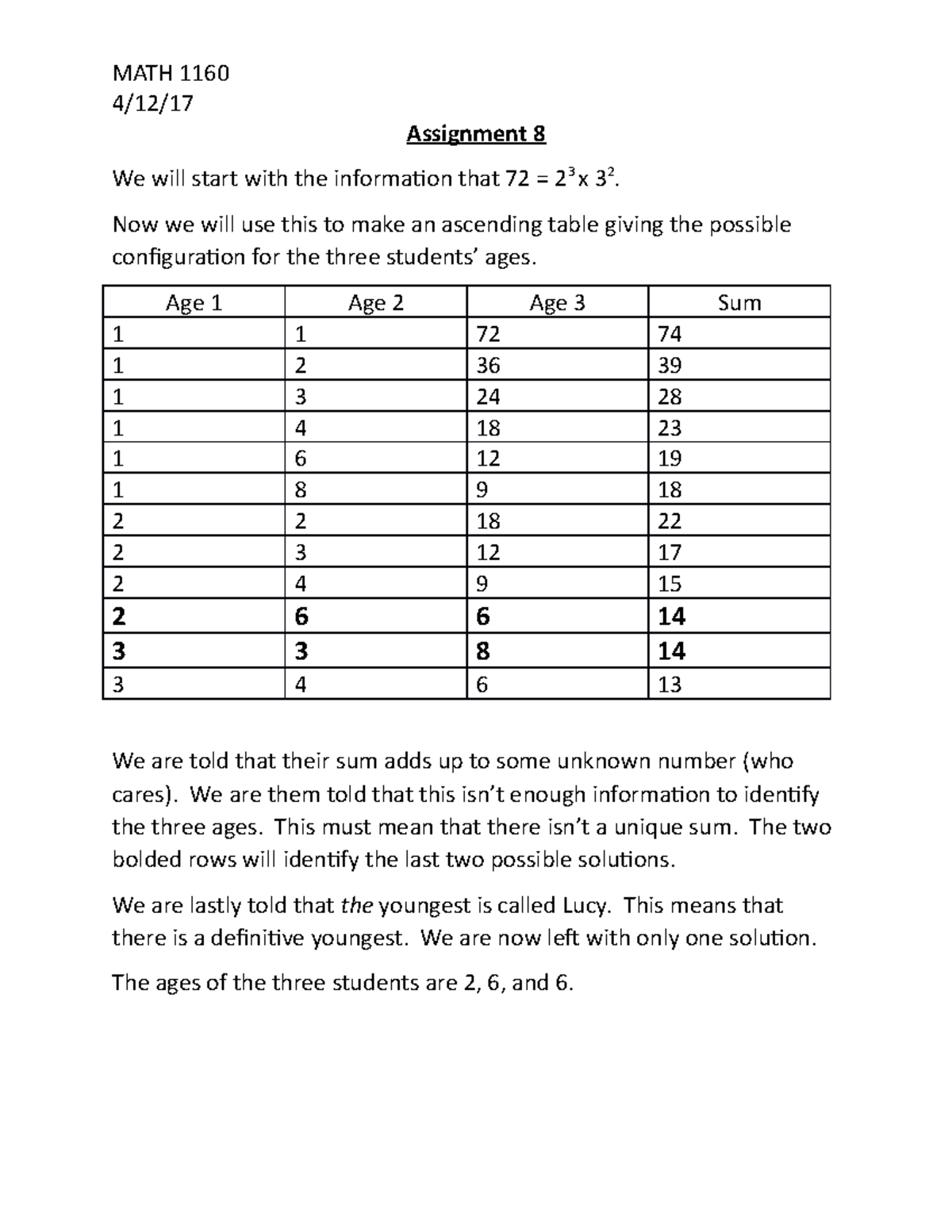 Assignment 8 - MATH 1160 4/12/17 Assignment 8 We will start with the ...
