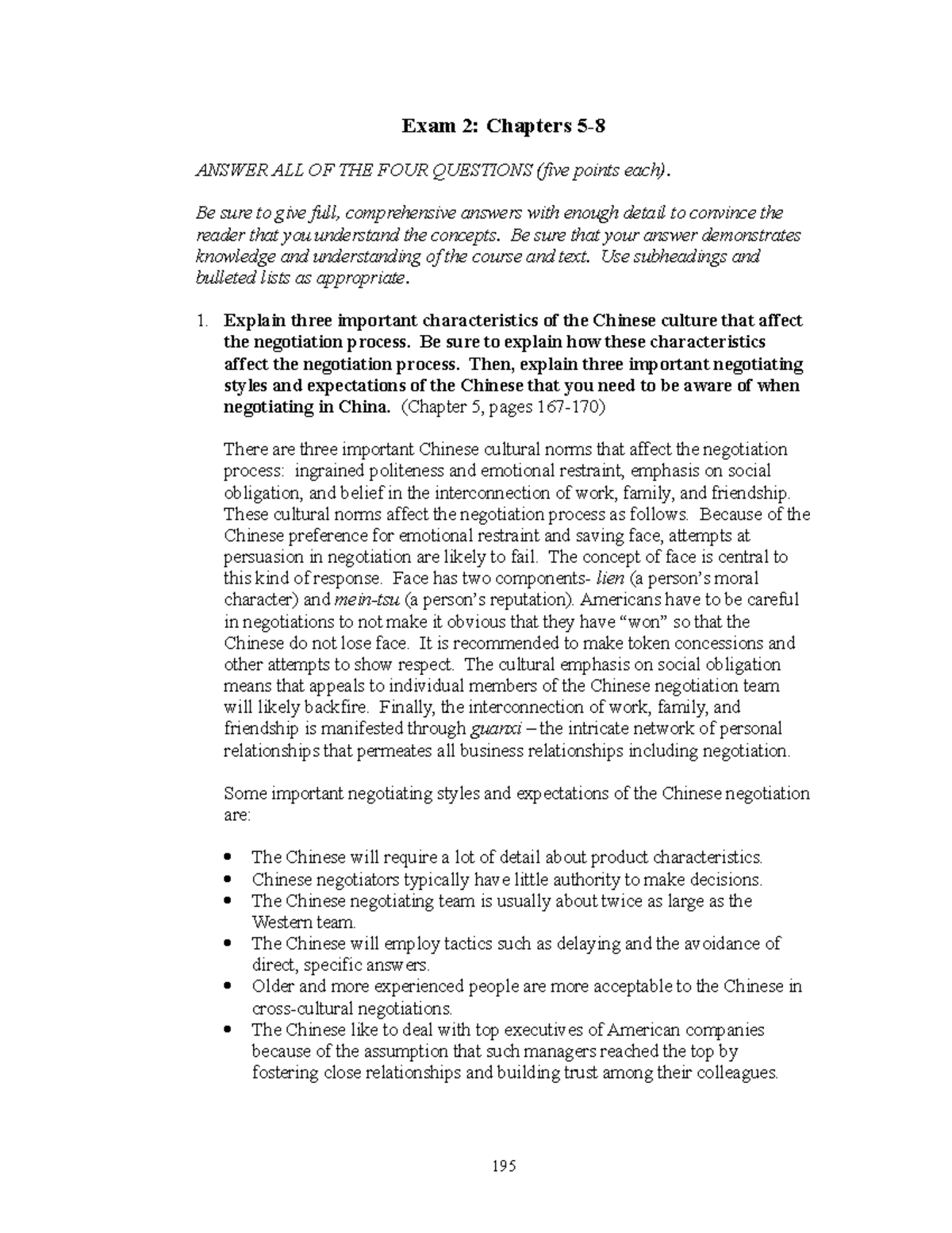 Deresky Exam chapter 2 - Exam 2: Chapters 5- ANSWER ALL OF THE FOUR QUESTIONS (five points each ...