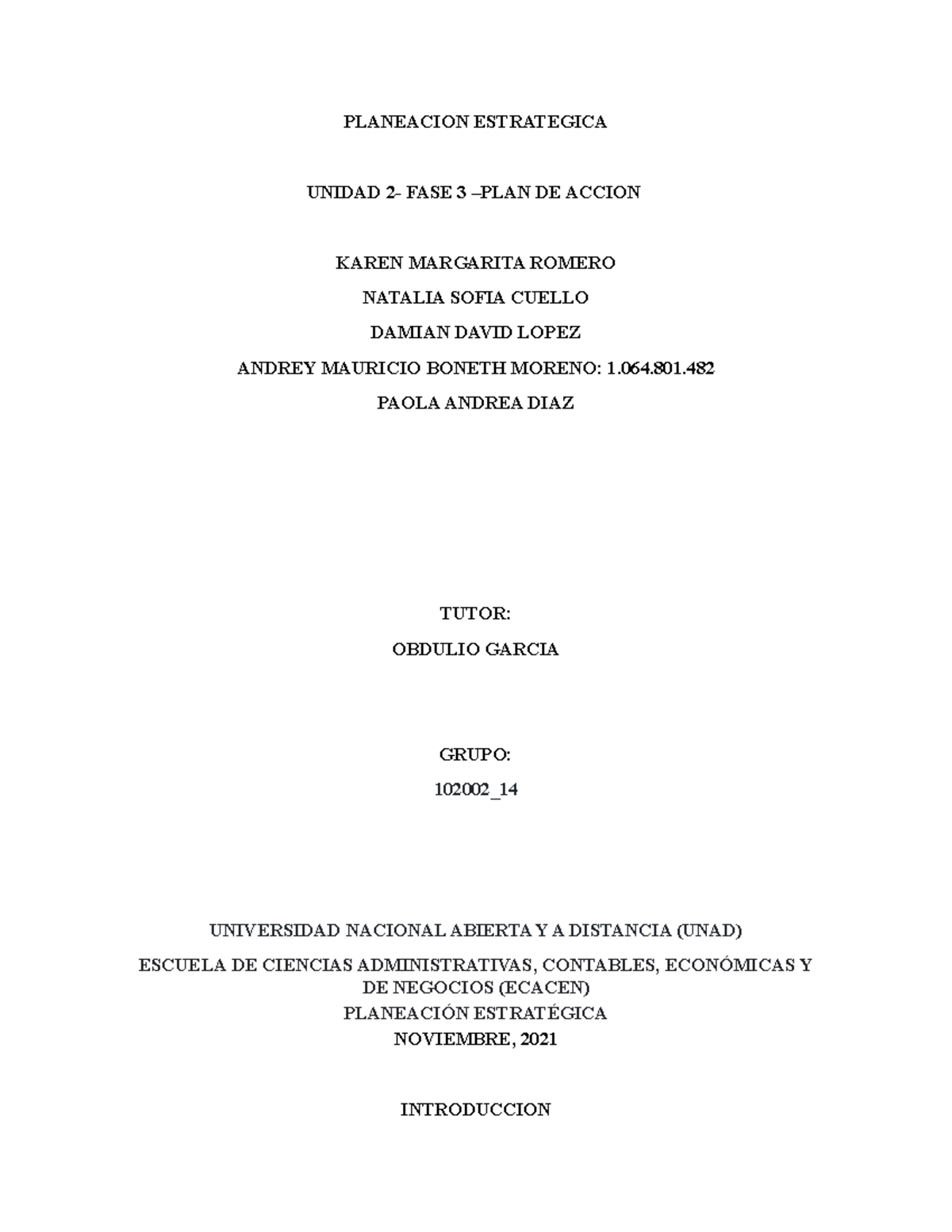 PLAN DE Acción FASE 3. Colaborativo - PLANEACION ESTRATEGICA UNIDAD 2 ...