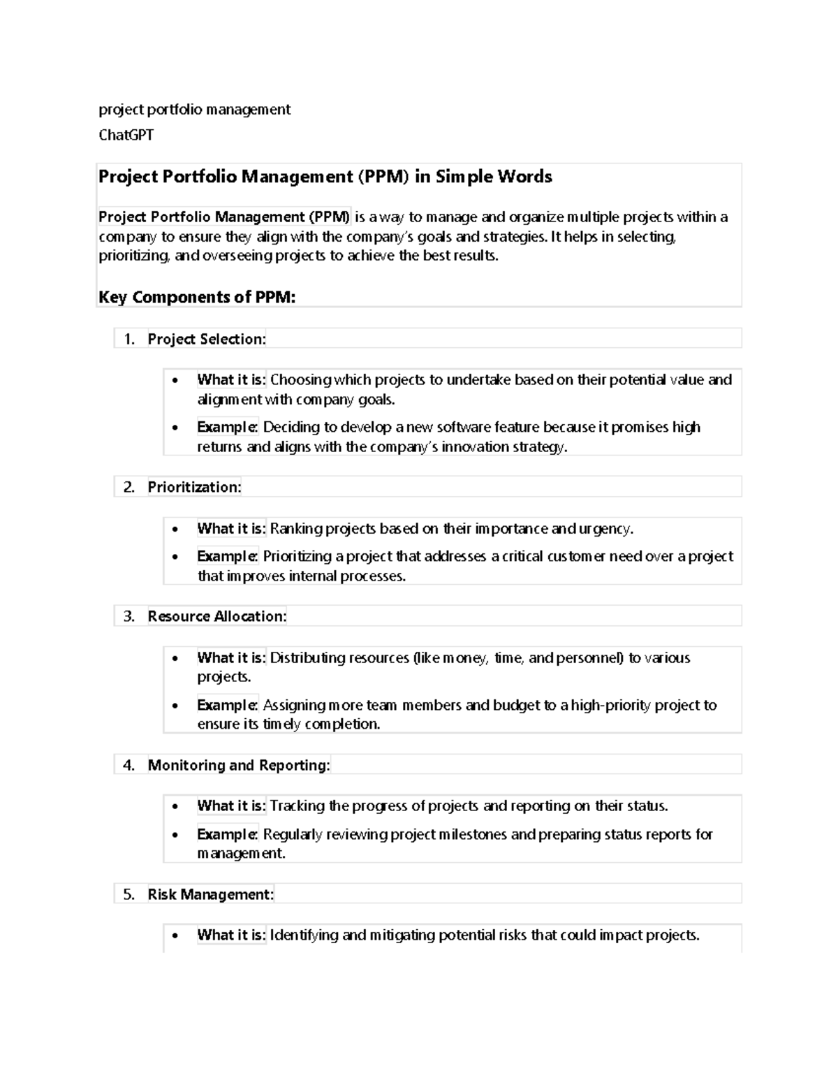 Spm - notes of spm unit 1 - project portfolio management ChatGPT ...