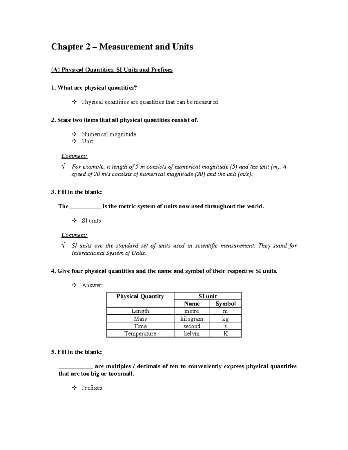 Notes Sec 1Measurementand Units - Chapter 2 – Measurement and Units (A ...