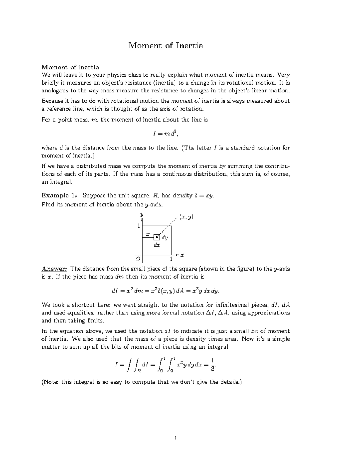 How to calculate Moment of Inertia - Moment of Inertia Moment of inertia We will leave it to ...