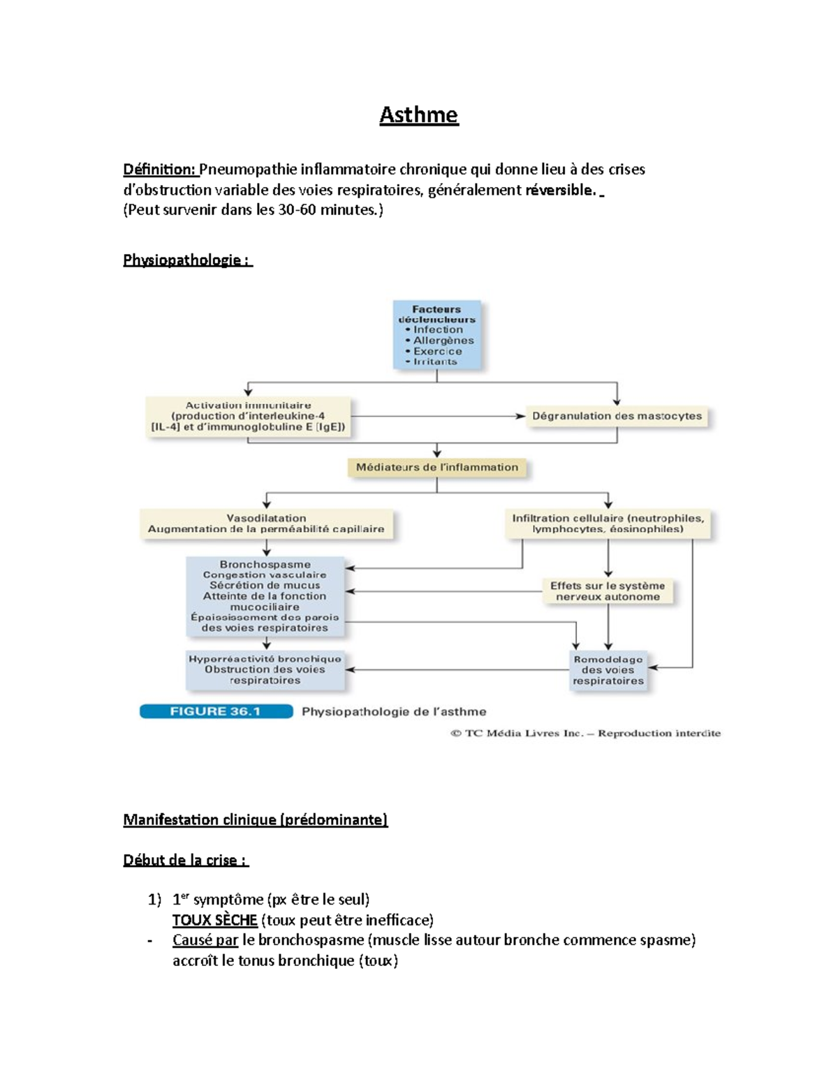 Guide étude sur l'asthme et la HTA - Asthme Définition: Pneumopathie ...