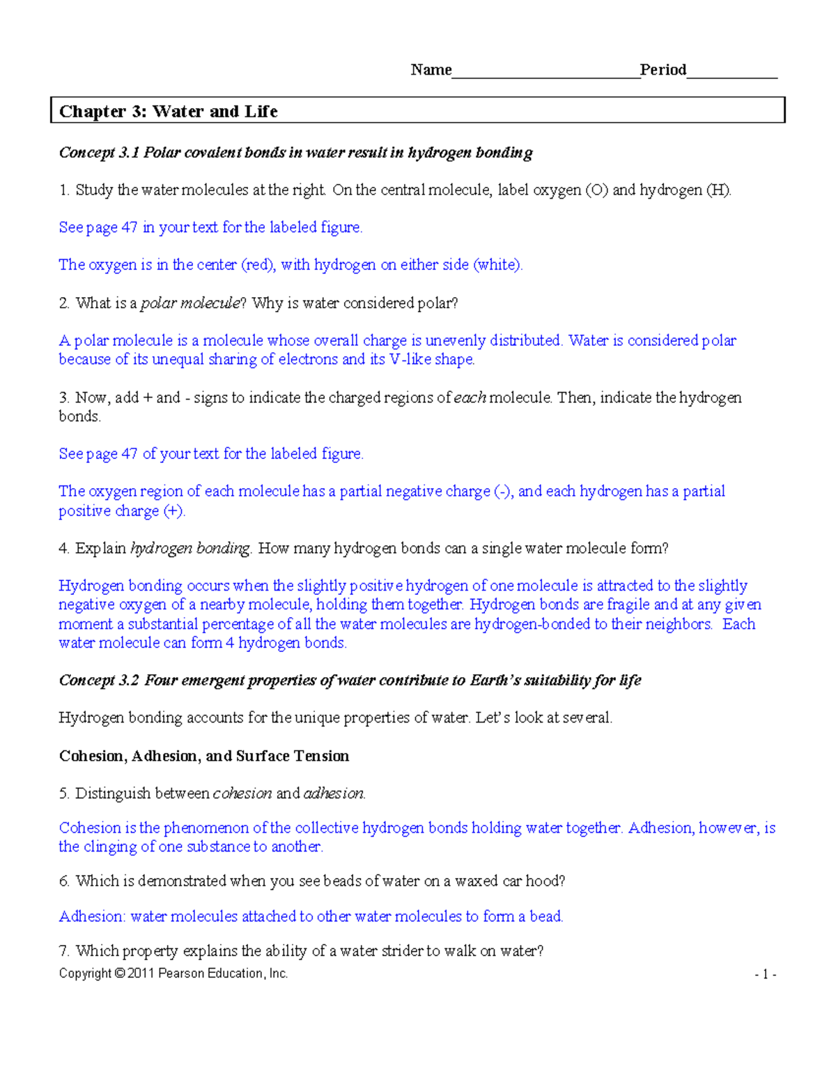 Chapter 3 water and life - some help for something idk - Copyright ...