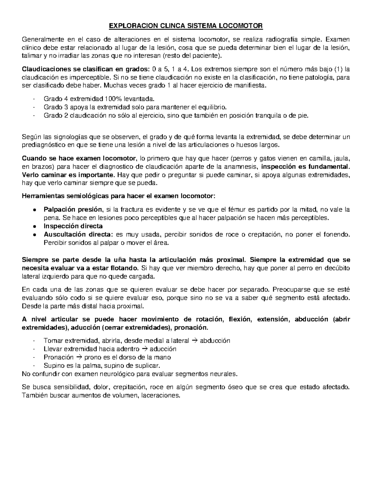 Examen Sistema Locomotor Animales Menores - Warning: TT: undefined function: 32 Warning: TT ...