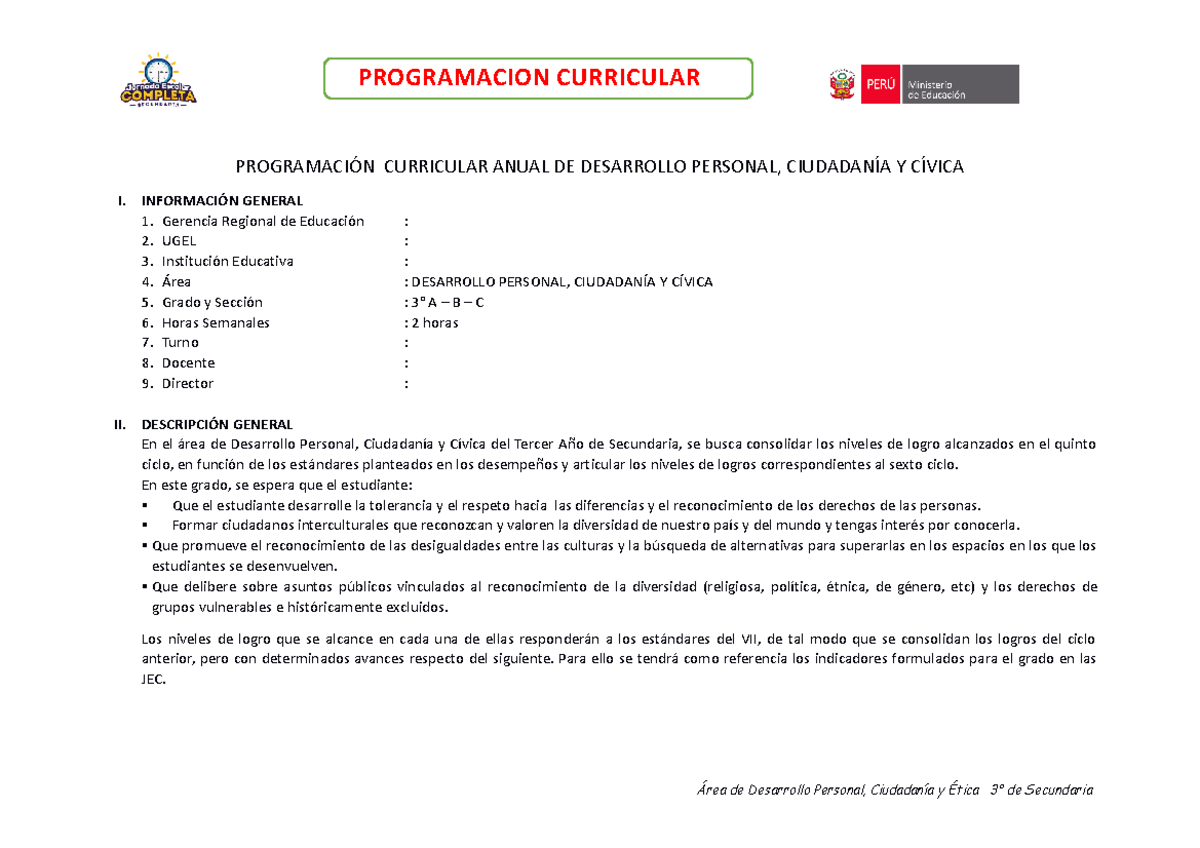 DPCC 3 PROG Y Unidades - Comunicación - PROGRAMACIÓN CURRICULAR ANUAL ...