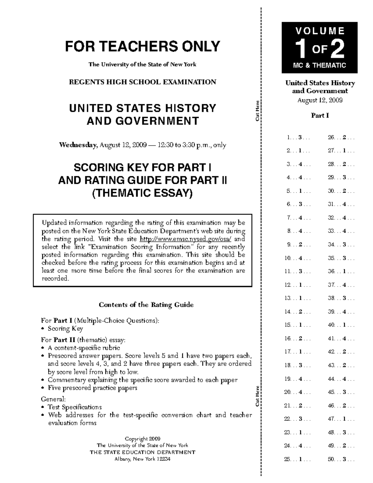 Scoring Key US History and Gov mock exam - United States History and ...