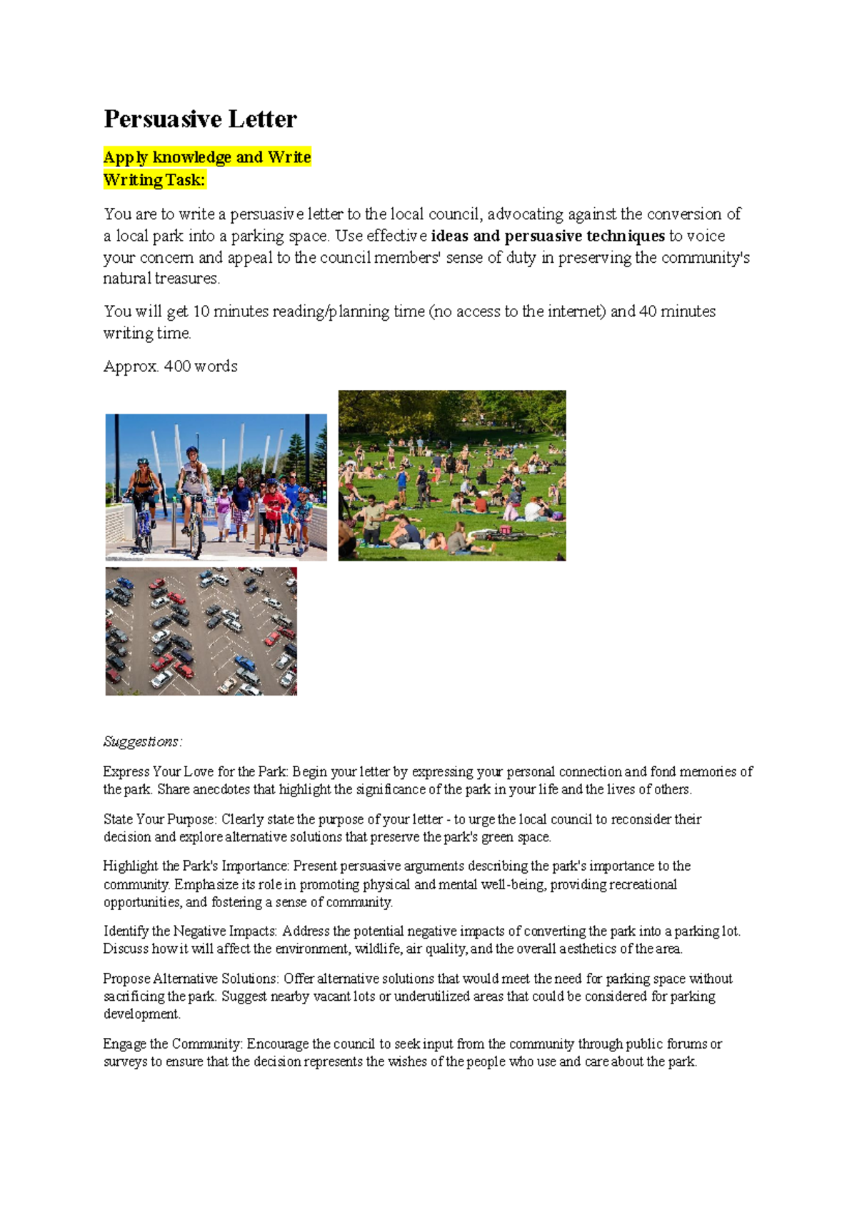 Yr11 Persuasive Letter Writing Task-BW - Persuasive Letter Apply ...