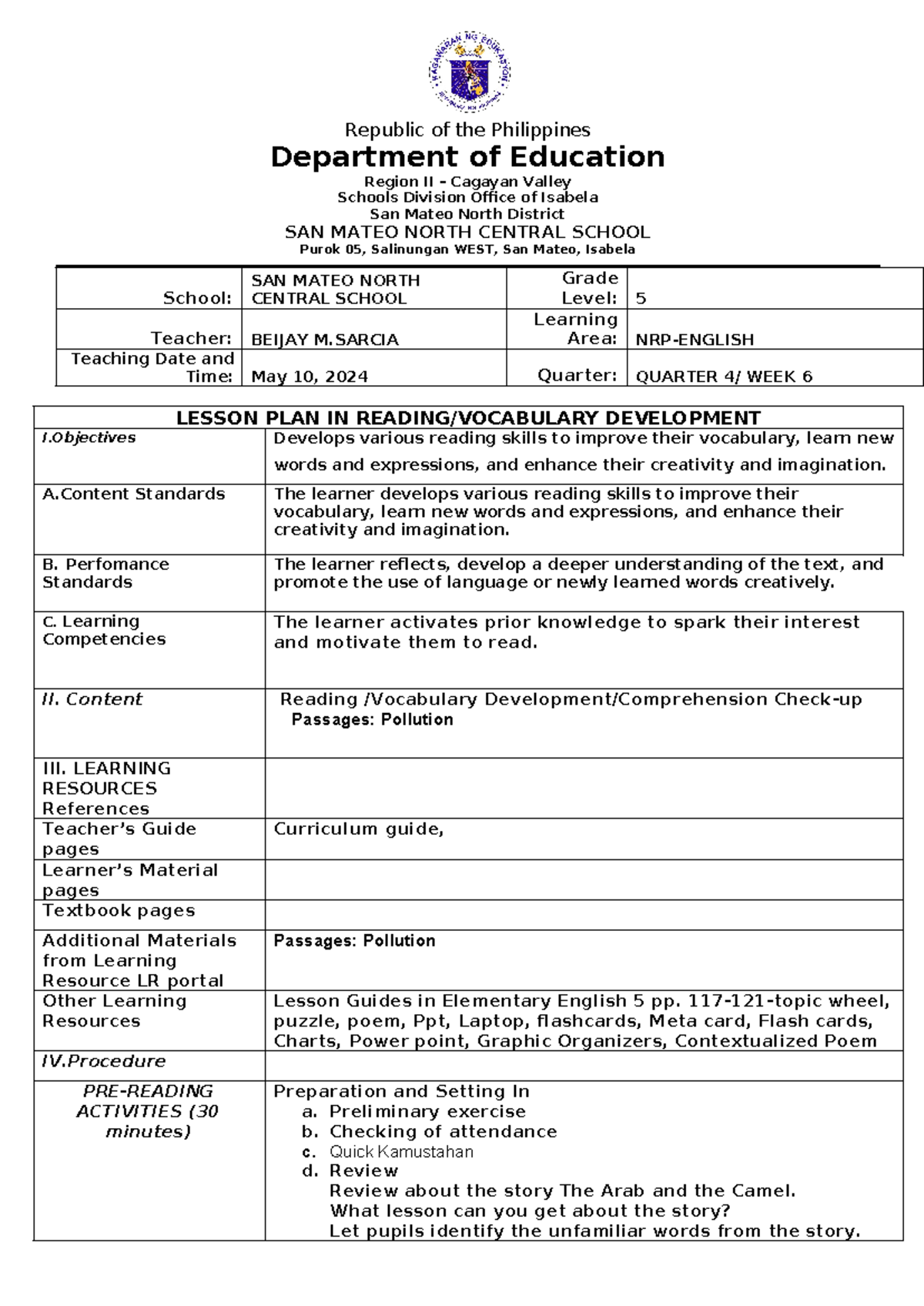 Catch-up-NRP-dll-May-12-2024 - Republic of the Philippines Department ...