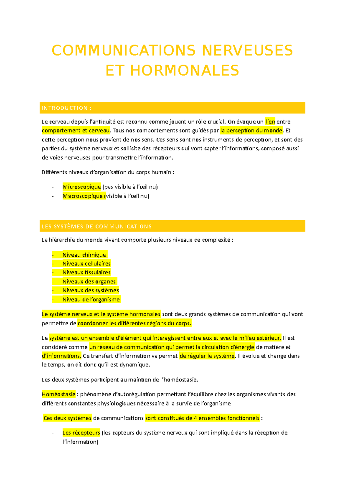 Cm communication nerveuses - COMMUNICATIONS NERVEUSES ET HORMONALES ...