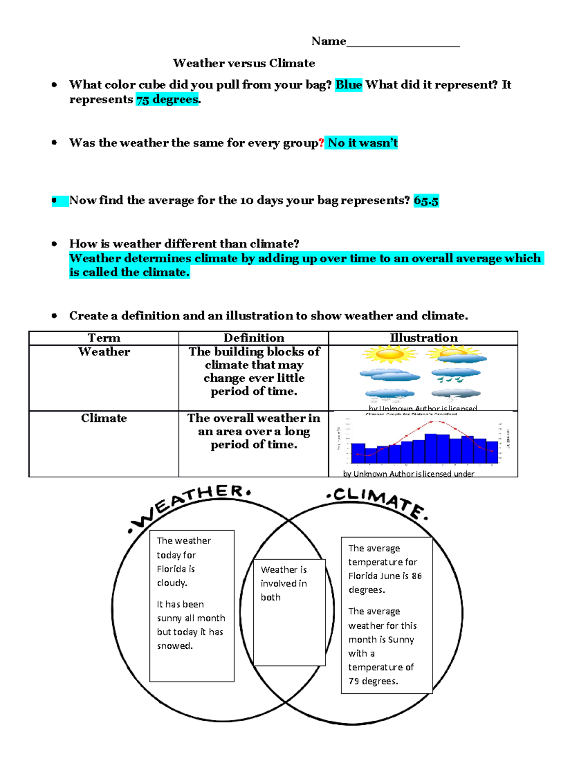 Clim and weth - notes - Name______________ Weather versus Climate What ...