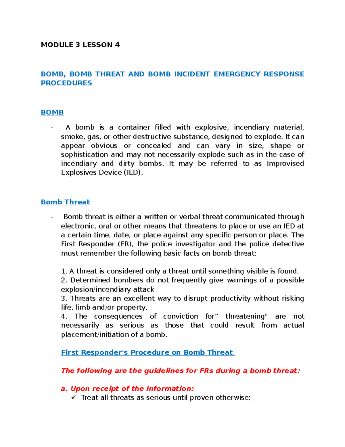 Human Barrier ( Security Guard Force ) - MODULE 3 LESSON 4 BOMB, BOMB ...