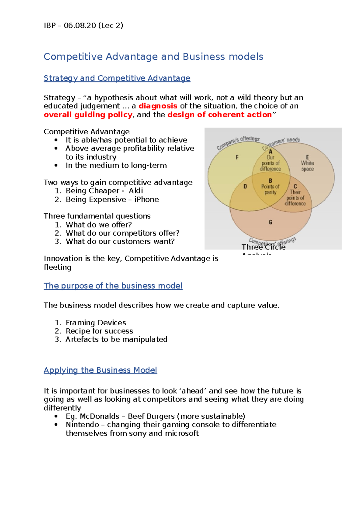 Week 2 Lecture - IBP – 06.08 (Lec 2) Competitive Advantage and Business ...