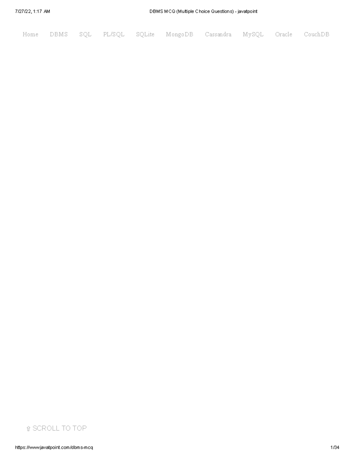 Dbms Mcq Multiple Choice Questions Javatpoint Stmicroelectronics Model Based Design