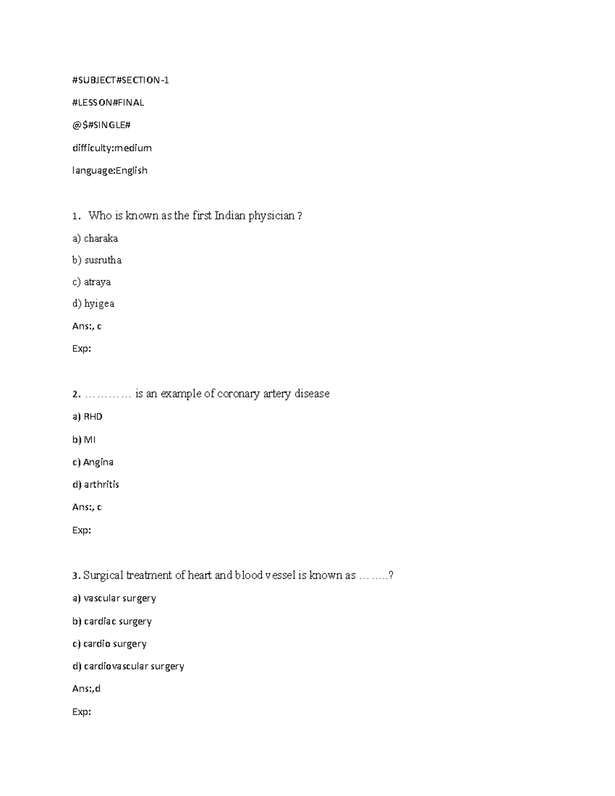 Sample QP MOD 1 - It's MCQ questions - #SUBJECT#SECTION- #LESSON#FINAL ...