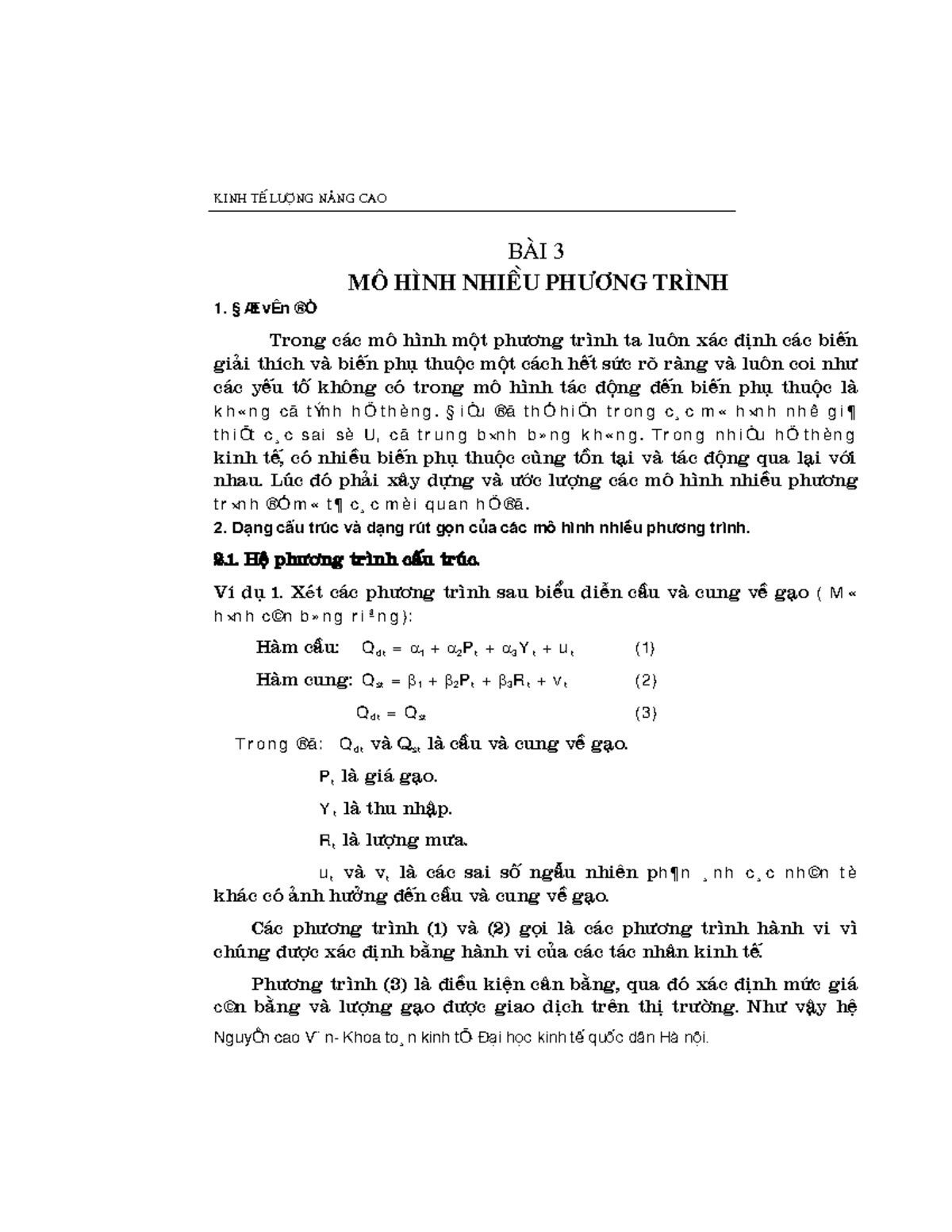 Tailieuxanh trinh chieu kinh te luong nang cao bai 3 7776 - Kinh tÕ lîng n©ng cao Bμi 3 m« h×nh ...