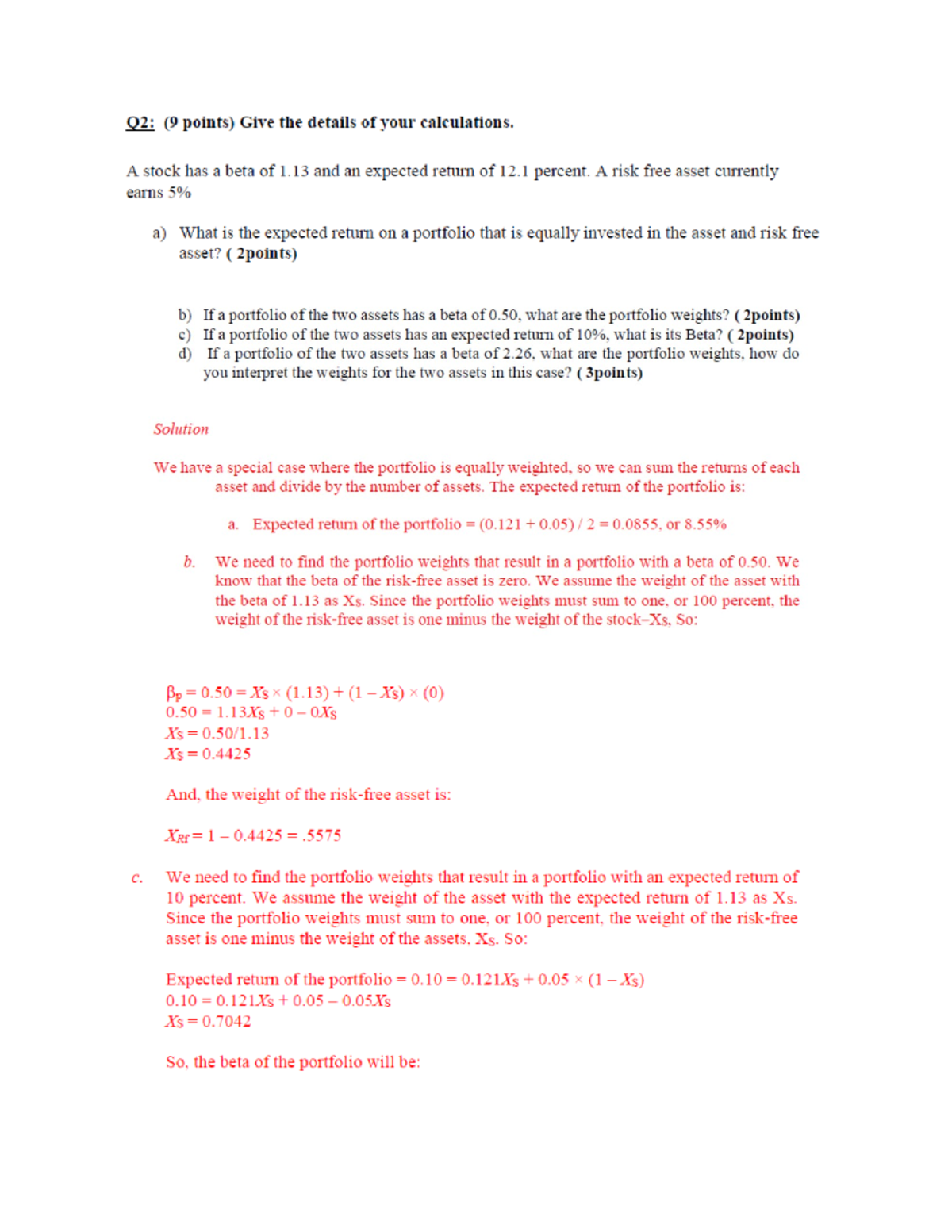 Past final exam of capm - Practice exam questions provided by the ...