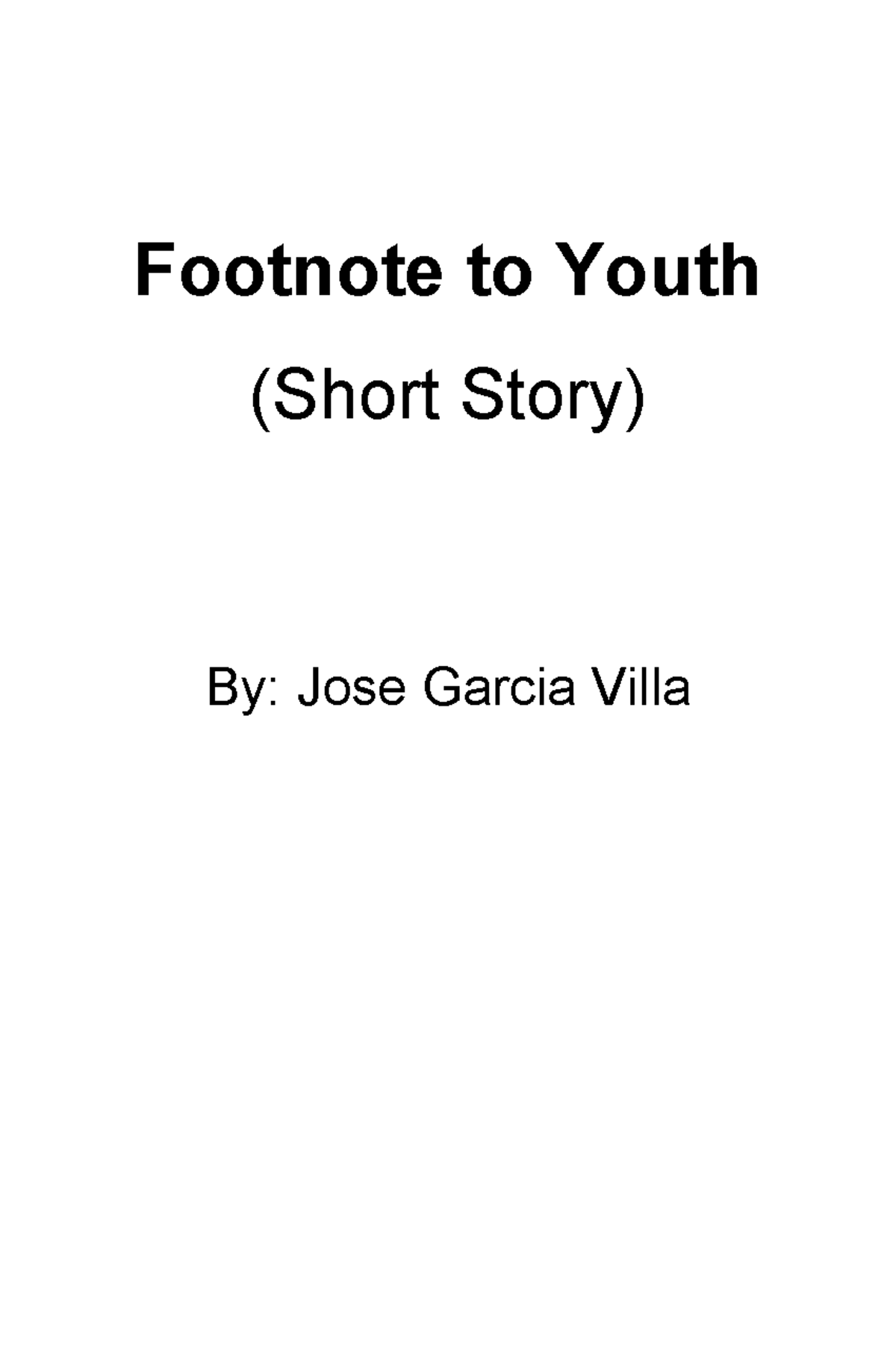 Who Are The Main Characters Of The Story Footnote To Youth at Matilda ...