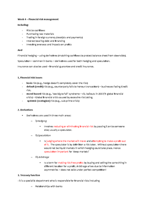Week 8 note Risk management 20/21 notes - Week 8 – Insurance linked ...