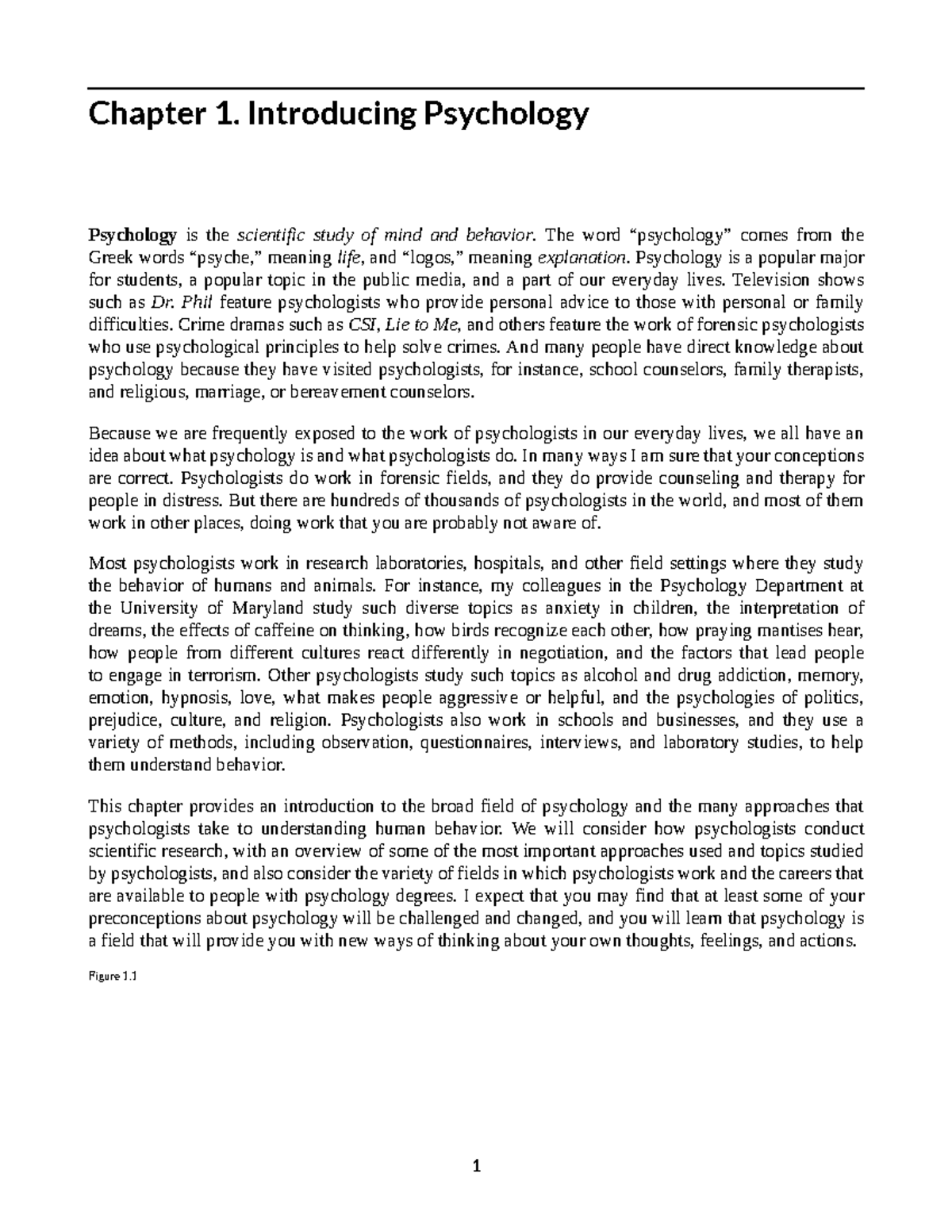 Introduction to Psychology chapter 1 - Chapter 1. Introducing ...