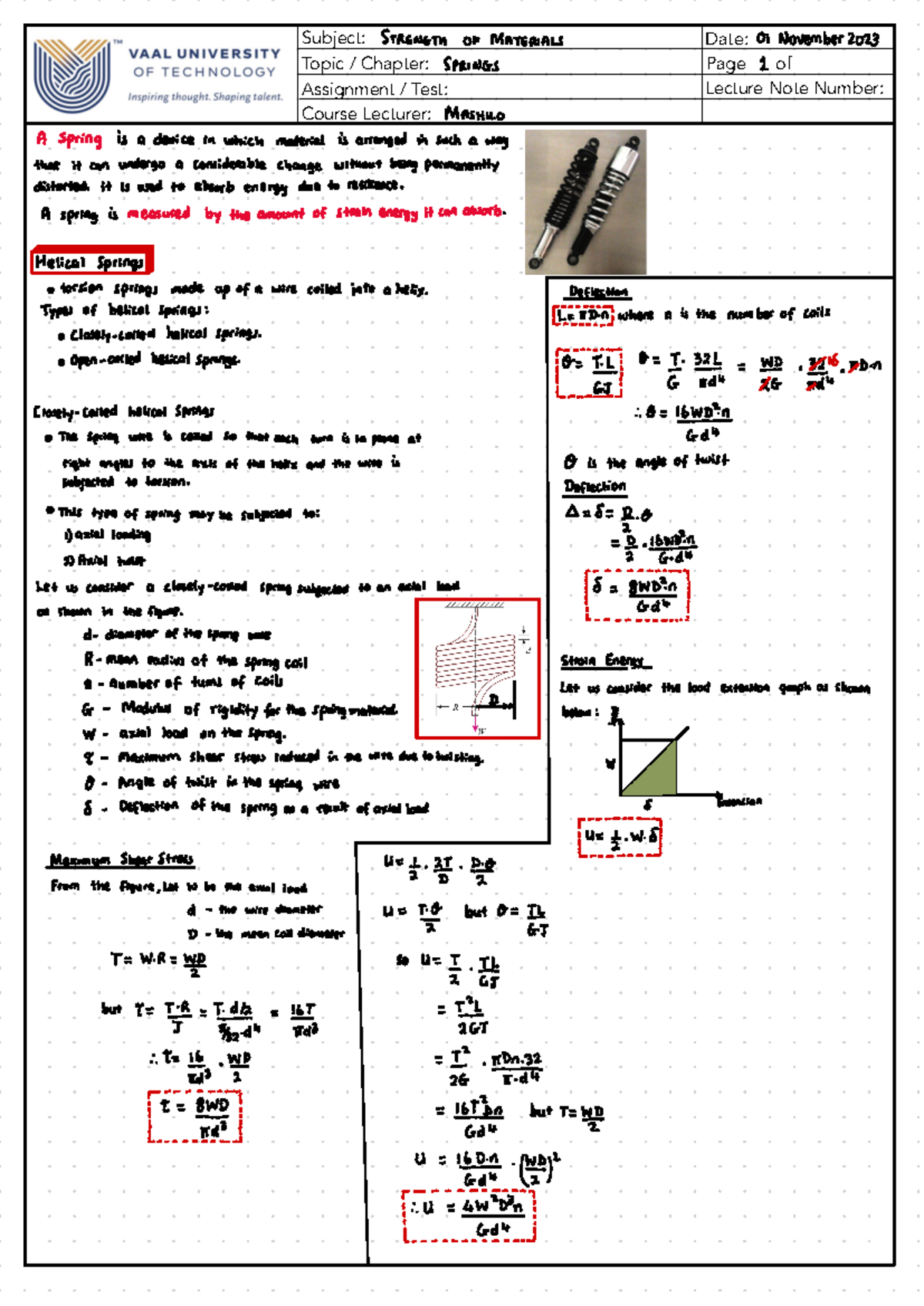 SOM Notes NOV-23 - Subject: Assignment / Test: Course Lecturer: Date ...