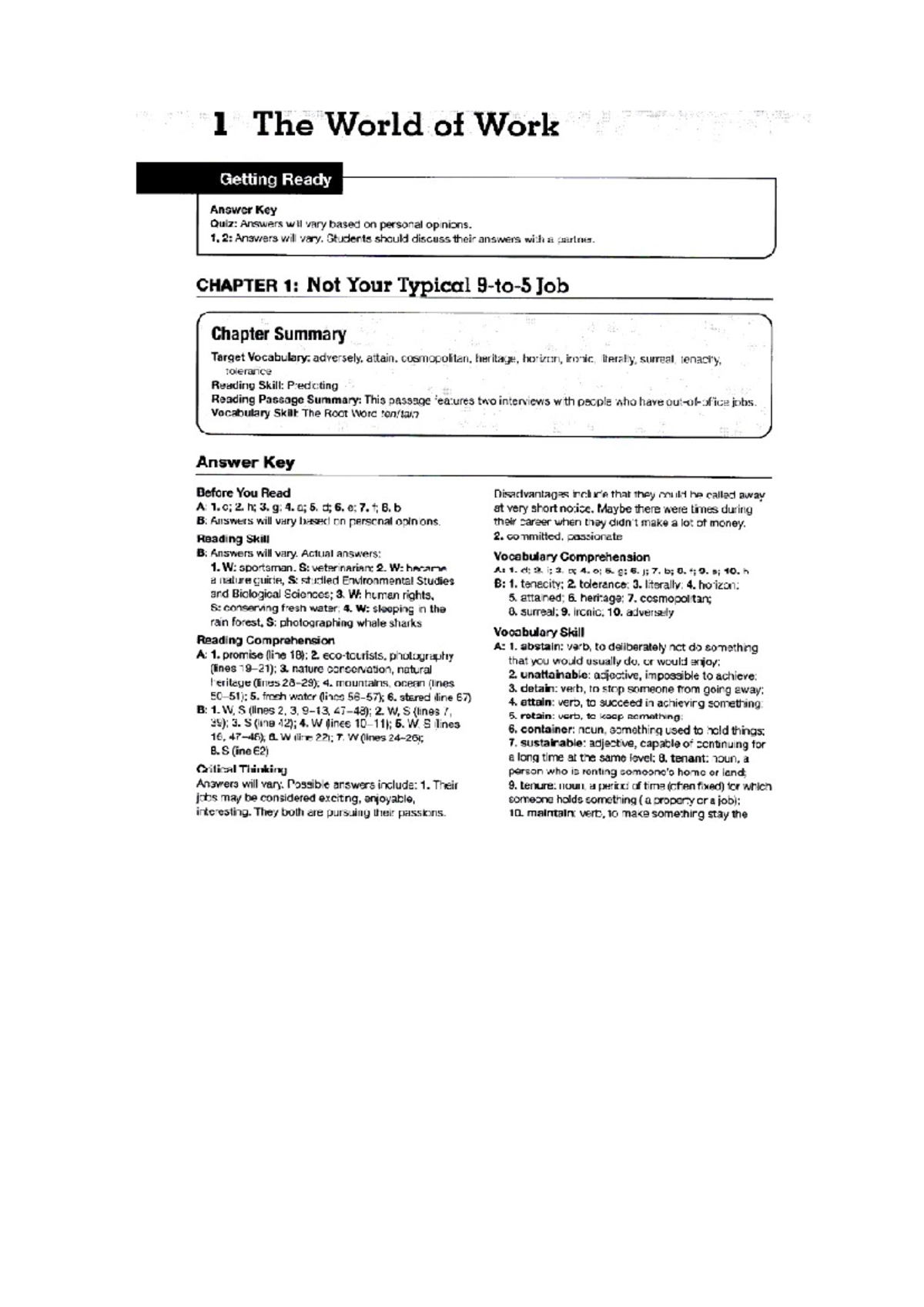 KEY R5 - KEY R5 - 1 The World of Work Getting Ready Answer Key Quiz ...